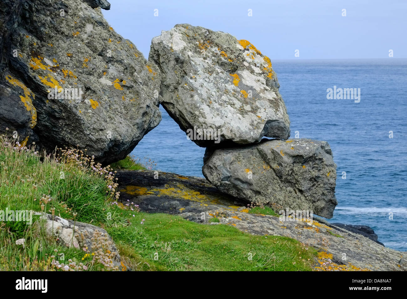 Rocks along the Coast Path close to St Ives in Cornwall Stock Photo - Alamy