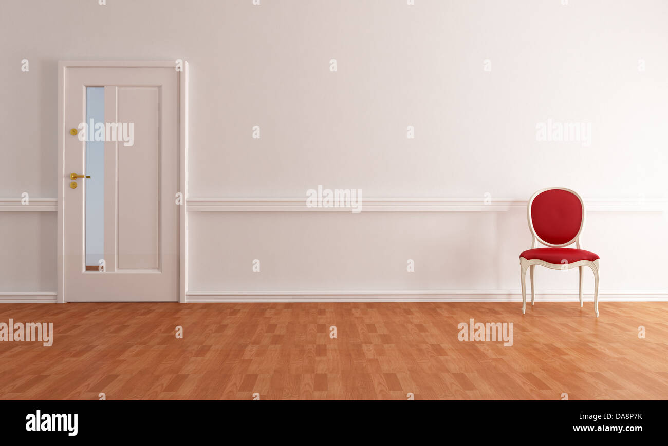 empty home entry foyer with classic chair - rendering Stock Photo - Alamy