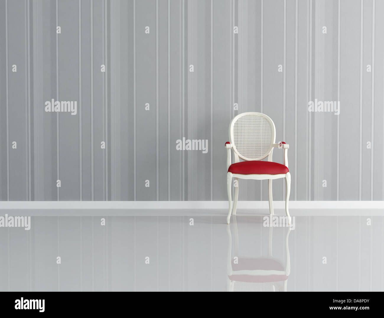 one classic chair in a empty room - rendering Stock Photo - Alamy