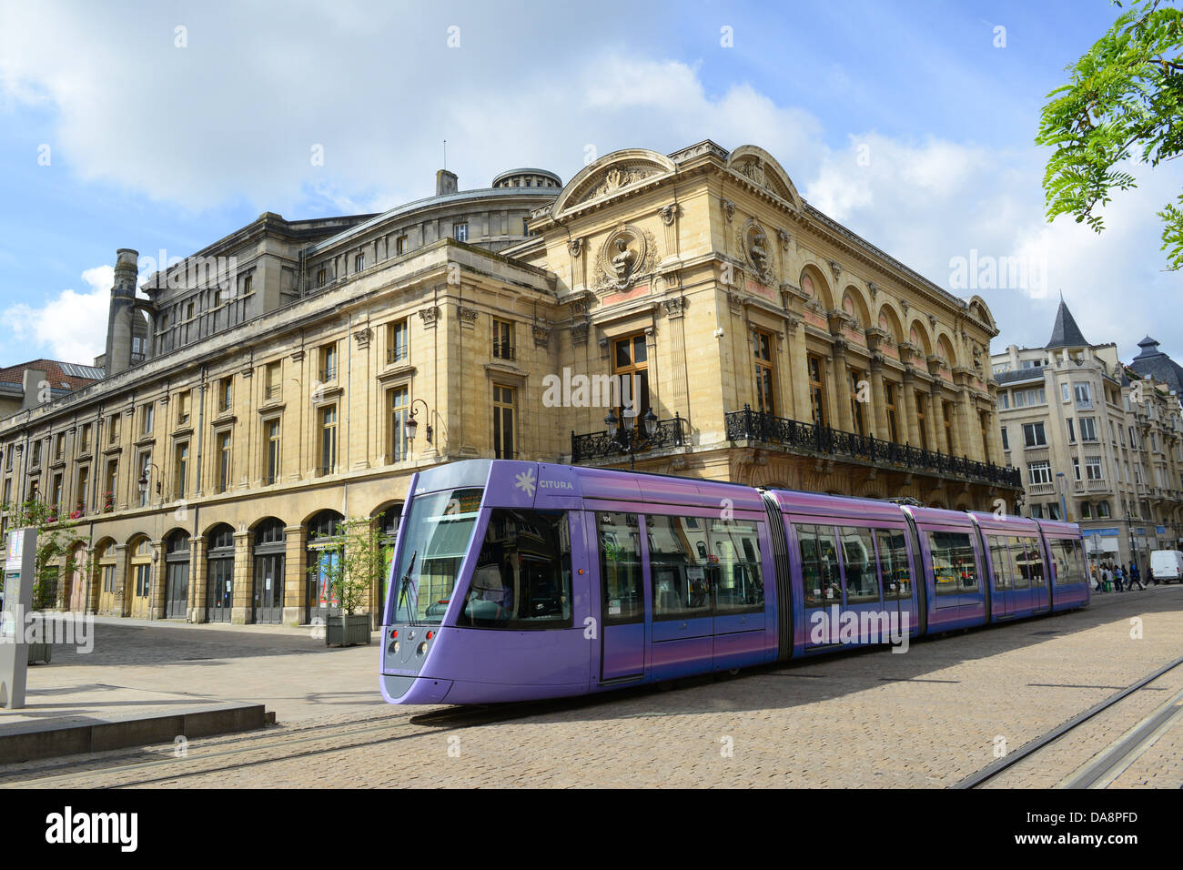 Reims France tram at Grand Theatre de Reims Stock Photo - Alamy
