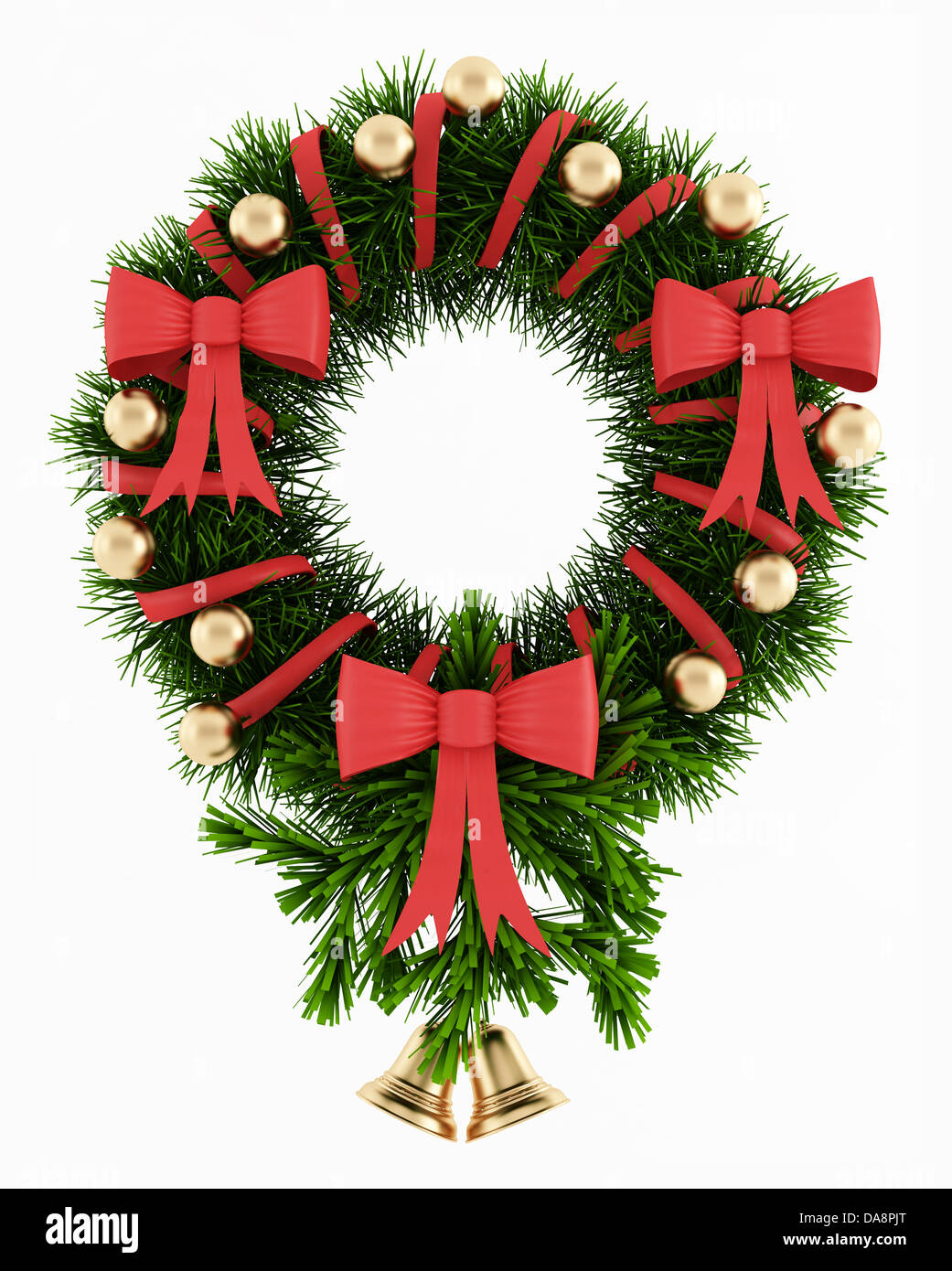 Christmas wreath isolated on white - rendering Stock Photo - Alamy