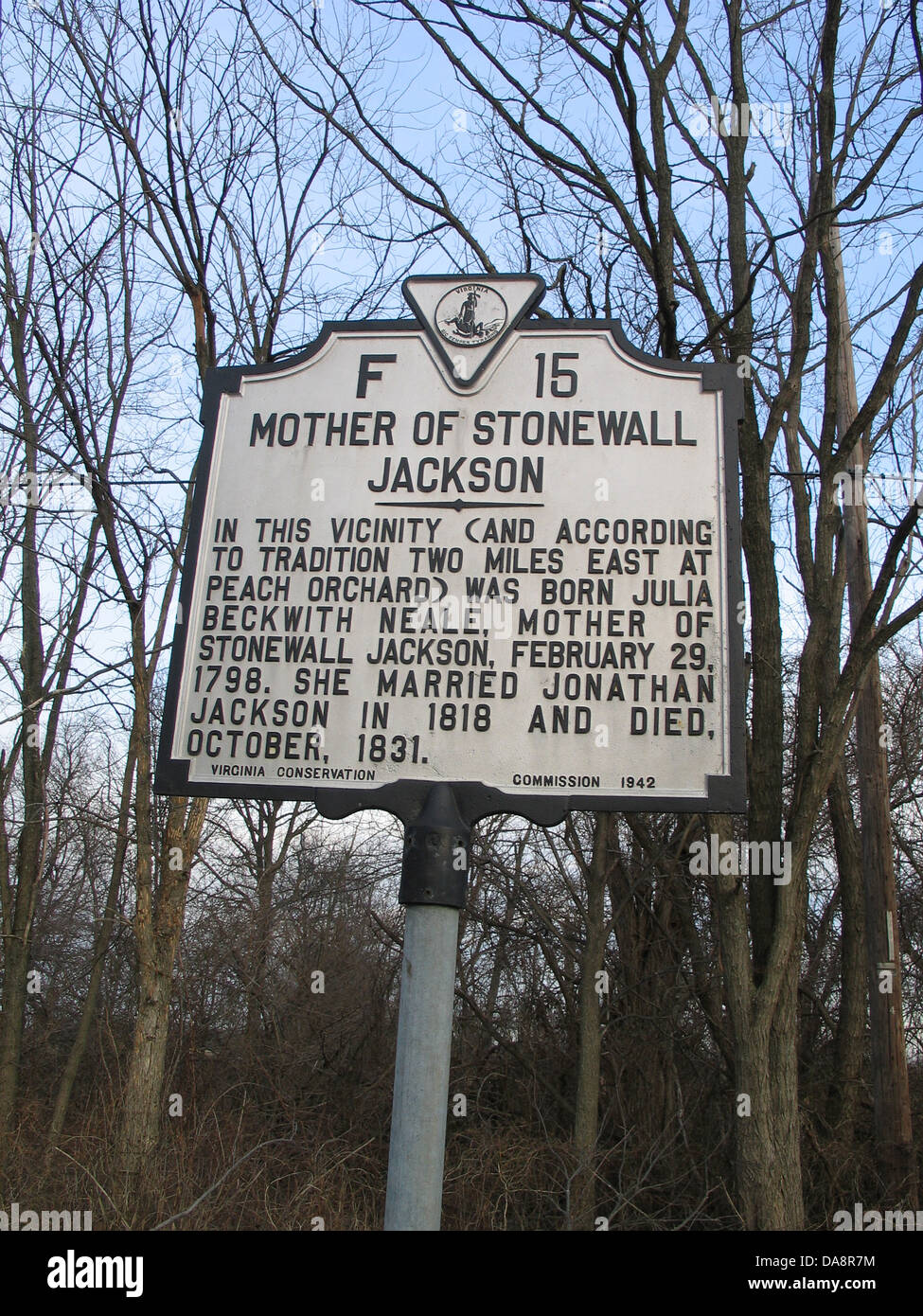 MOTHER OF STONEWALL JACKSON In this vicinity (and according to ...