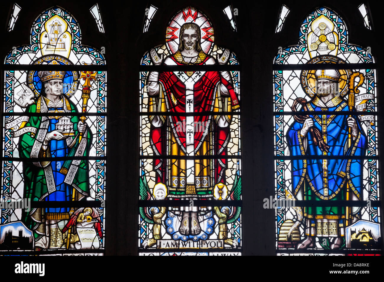 England, Devon, Exeter, Exeter Cathedral, Stained Glass Window Stock ...