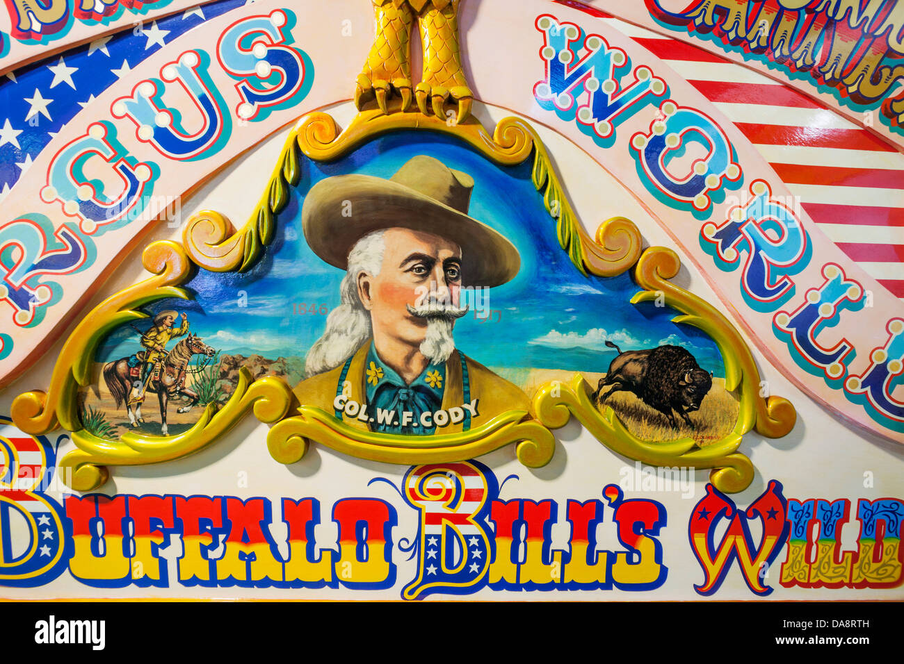 England, Somerset, Wookey Hole, Circus Museum, Detail Artwork of Circus ...
