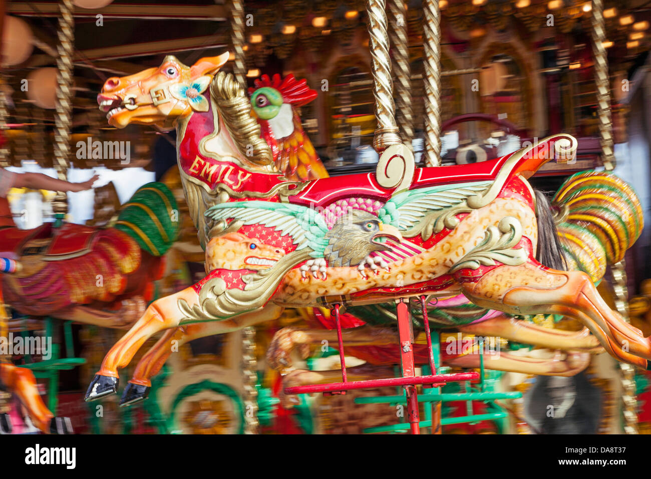 England, Dorset, Blanford, The Great Dorset Steam Fair, Carousel Horse ...