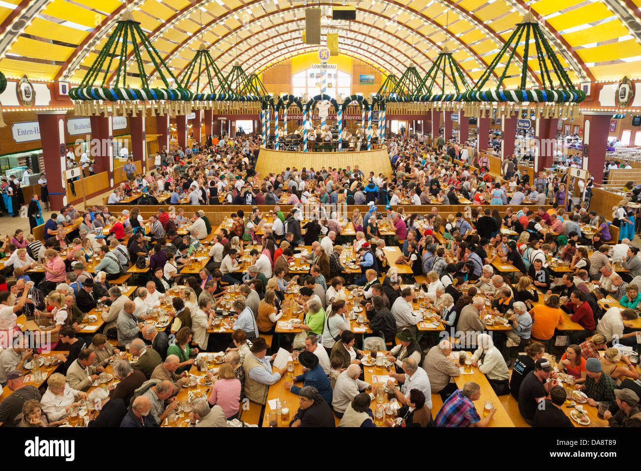 Germany, Bavaria, Munich, Oktoberfest, Typical Beer Tent Scene Stock ...