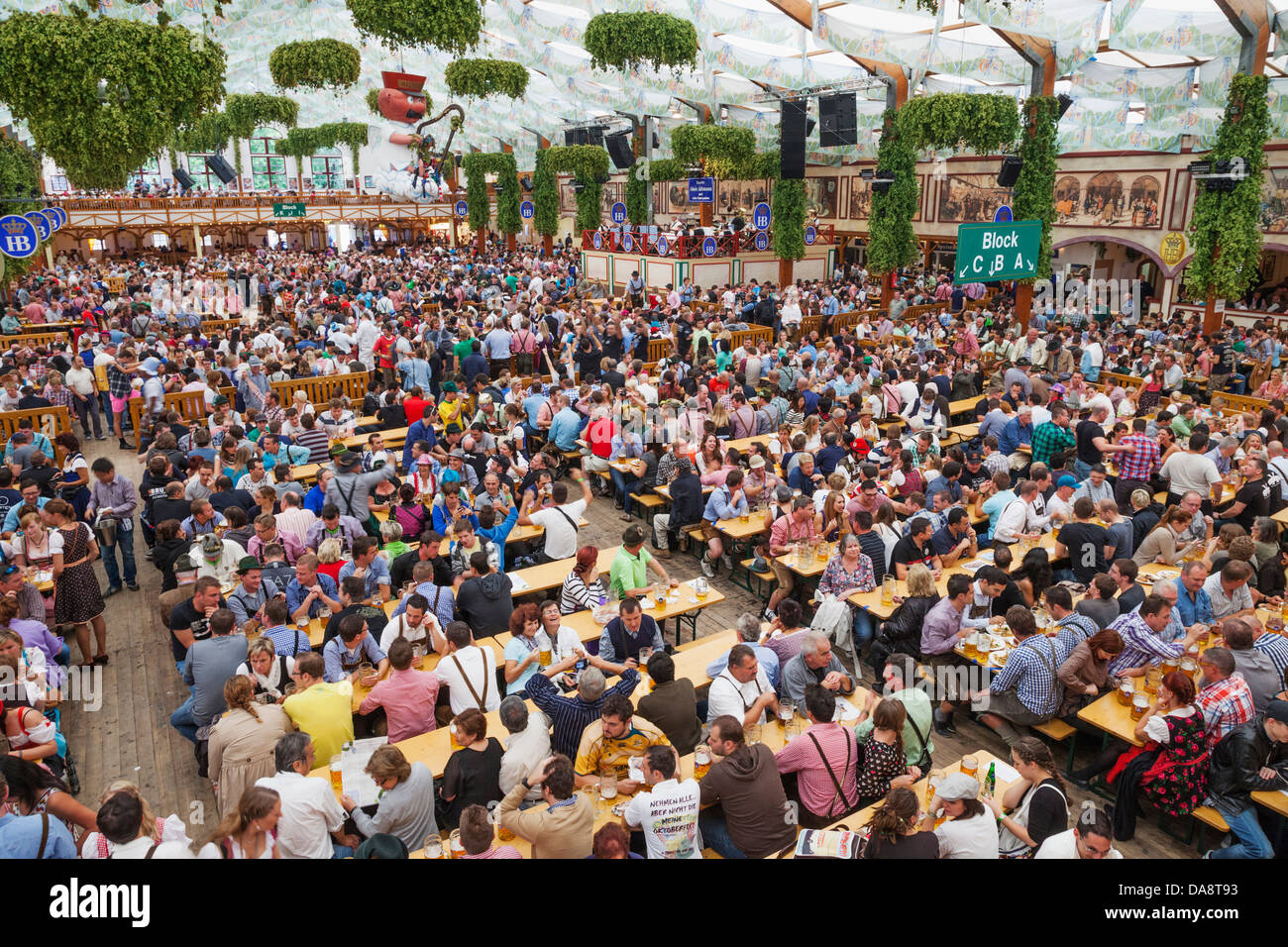 Germany, Bavaria, Munich, Oktoberfest, Typical Beer Tent Scene Stock ...