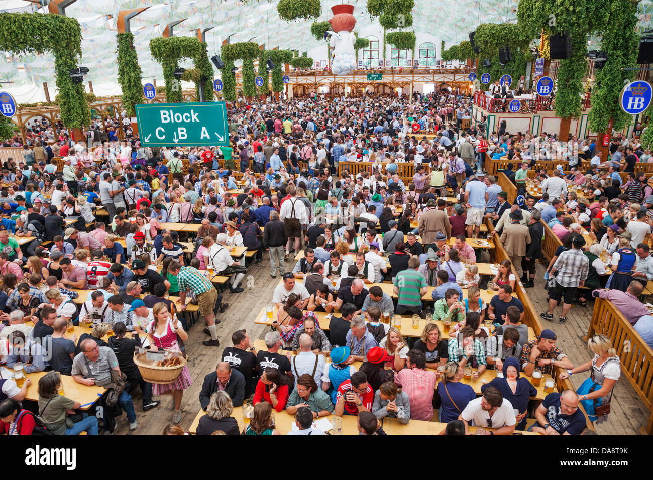 Germany, Bavaria, Munich, Oktoberfest, Typical Beer Tent Scene Stock ...