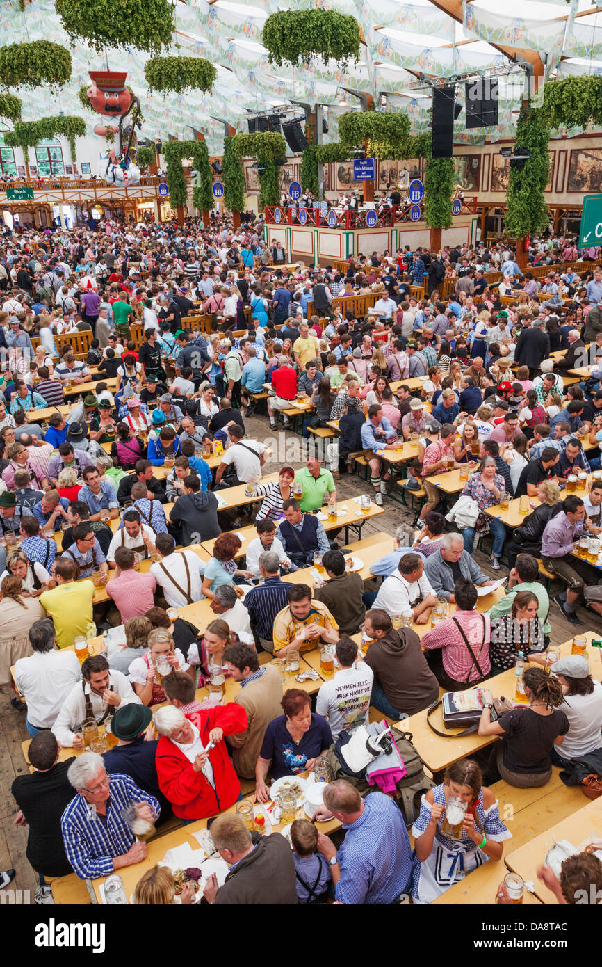 Germany, Bavaria, Munich, Oktoberfest, Typical Beer Tent Scene Stock ...