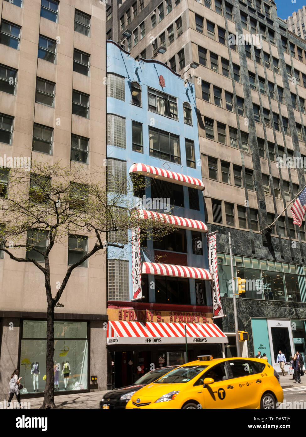 TGIF Friday's Restaurant Facade, Shoppers and Traffic, Fifth Avenue ...