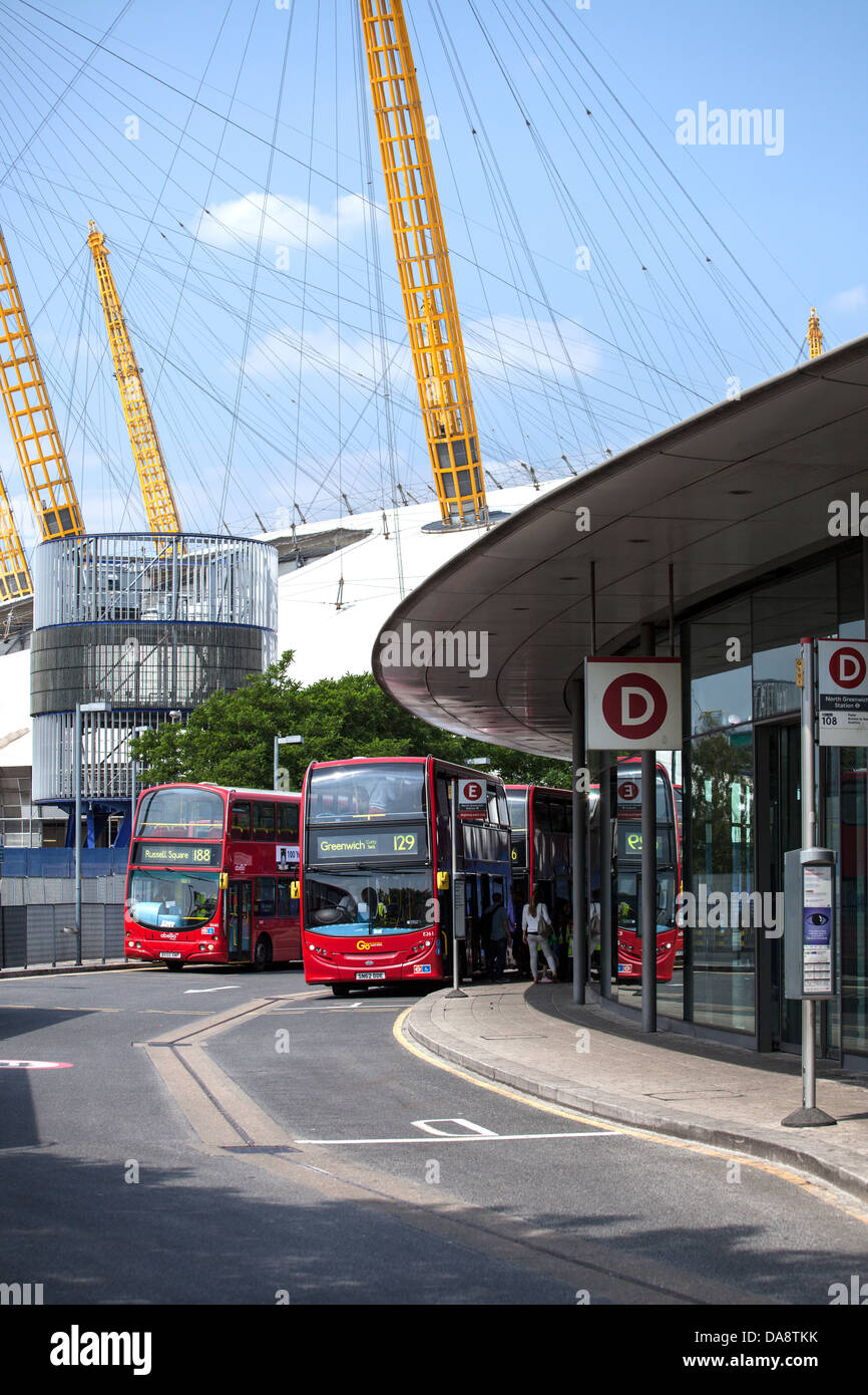 Red London Buses at Transport Interchange Stock Photo - Alamy