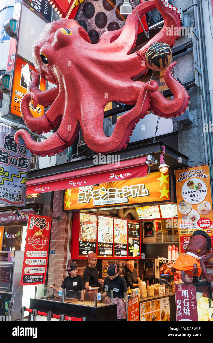 Japan, Honshu, Kansai, Osaka, Namba, Dotombori Street, Takoyaki ...
