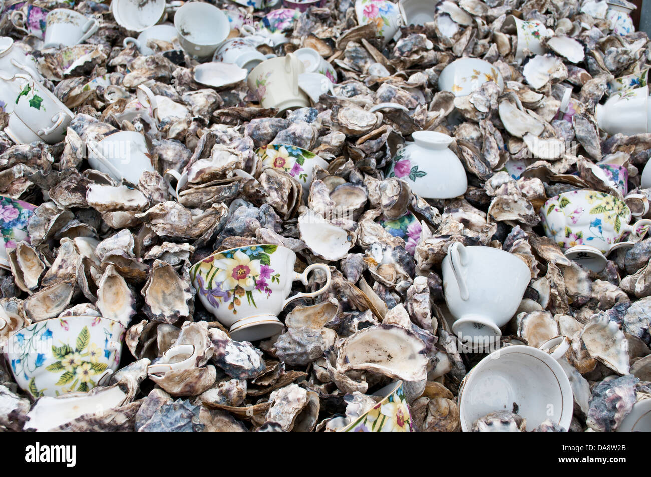 Floral cups and oyster shells Stock Photo - Alamy