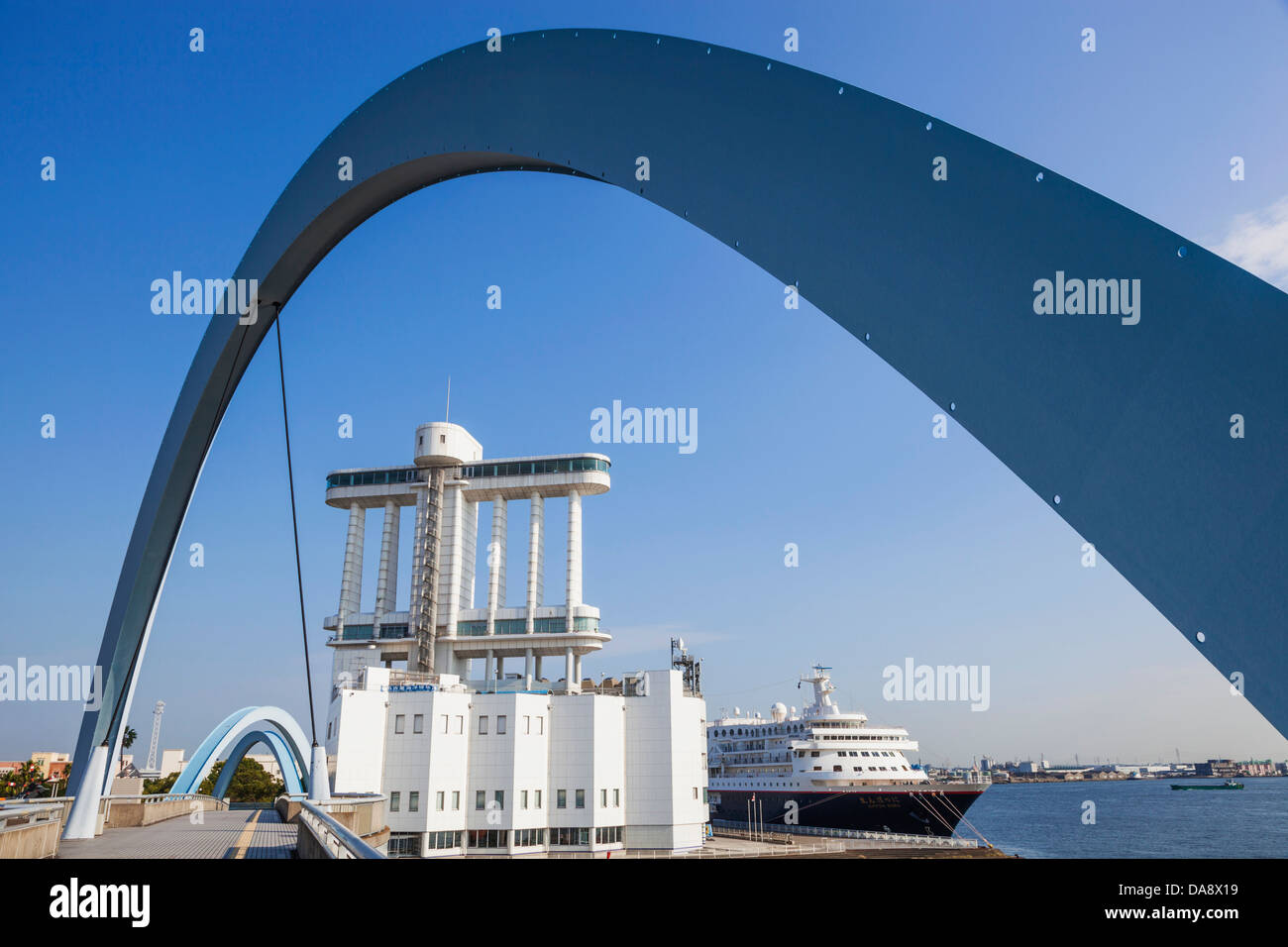 Japan, Honshu, Aichi, Nagoya, Nagoya Port, Port Bridge and Nagoya Port ...