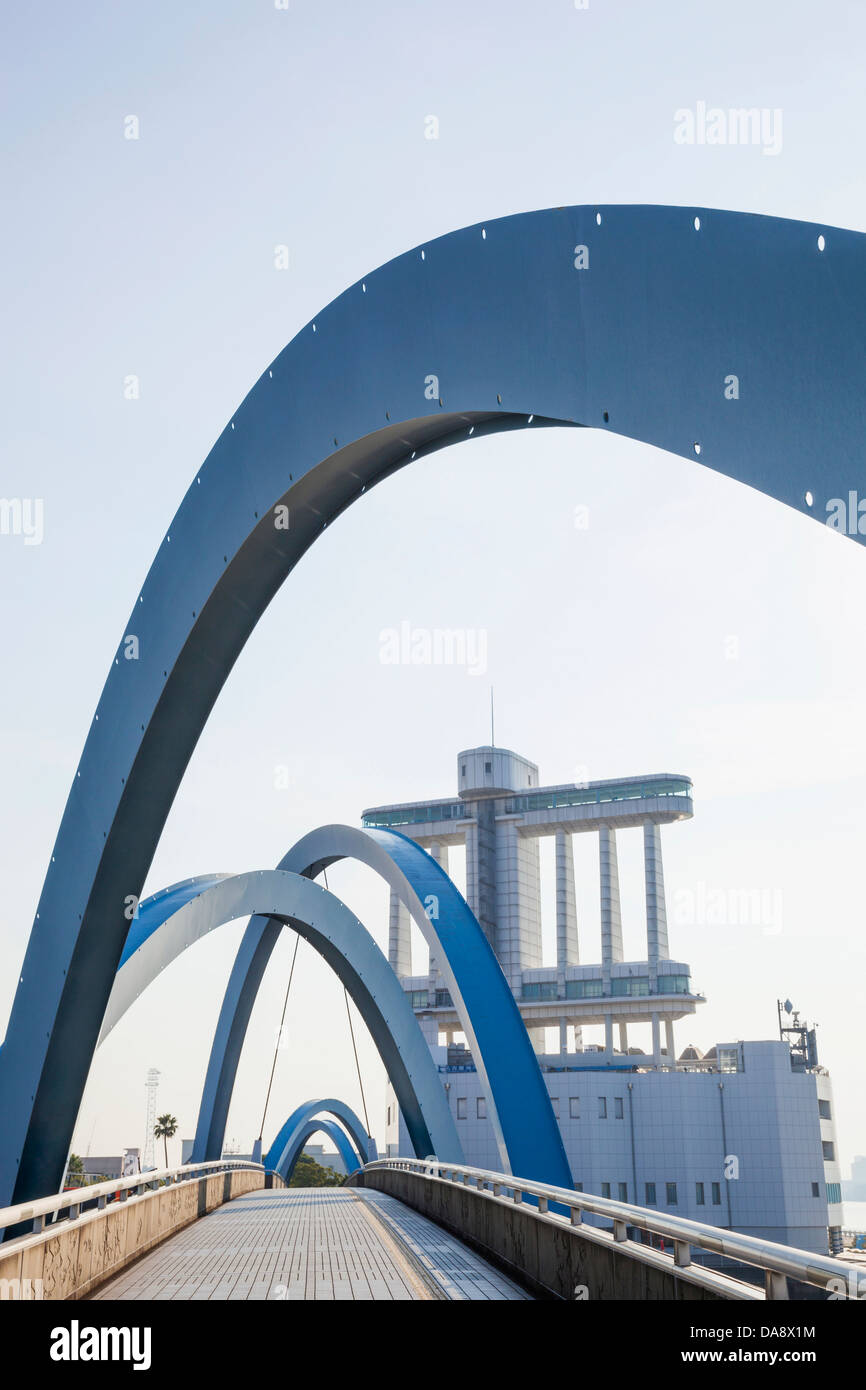 Japan, Honshu, Aichi, Nagoya, Nagoya Port, Port Bridge and Nagoya Port ...