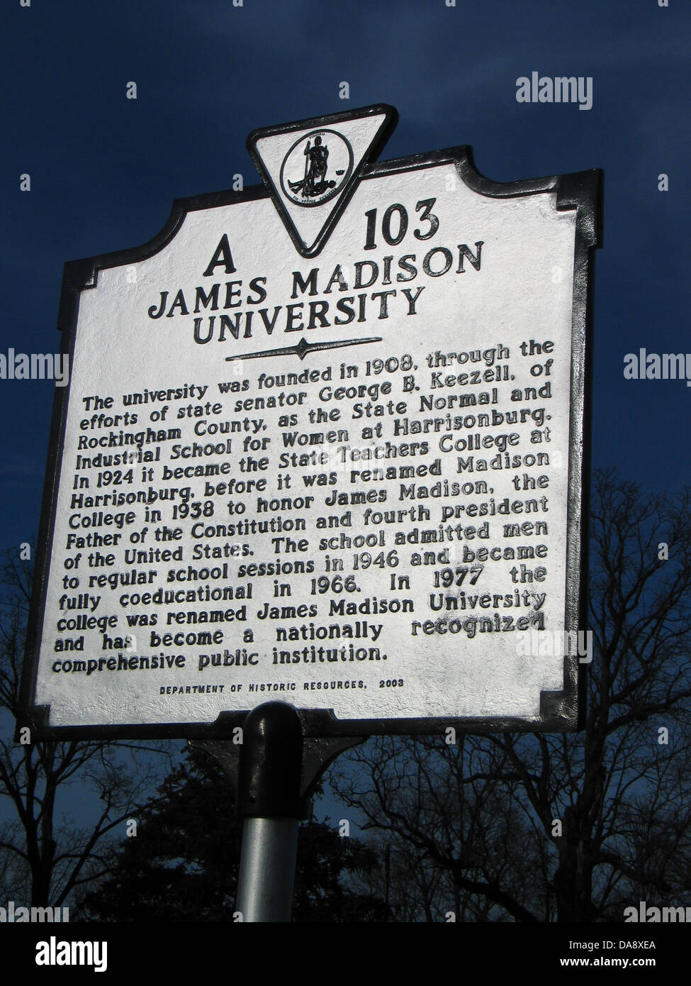 JAMES MADISON UNIVERSITY The university was founded in 1908, through ...
