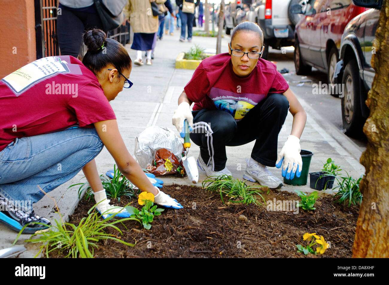 Hispanic community service volunteers Stock Photo - Alamy