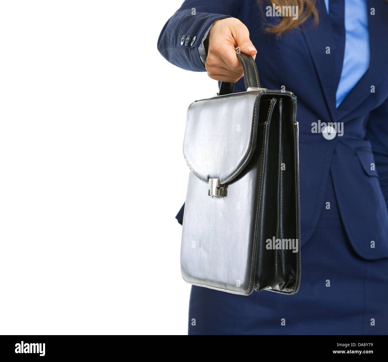 Closeup on business woman giving briefcase Stock Photo - Alamy