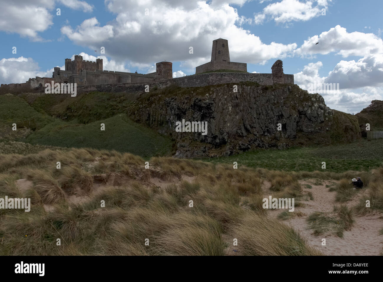 Bamburgh Victorian Castle created by Lord Armstrong viewed by 2 figures ...