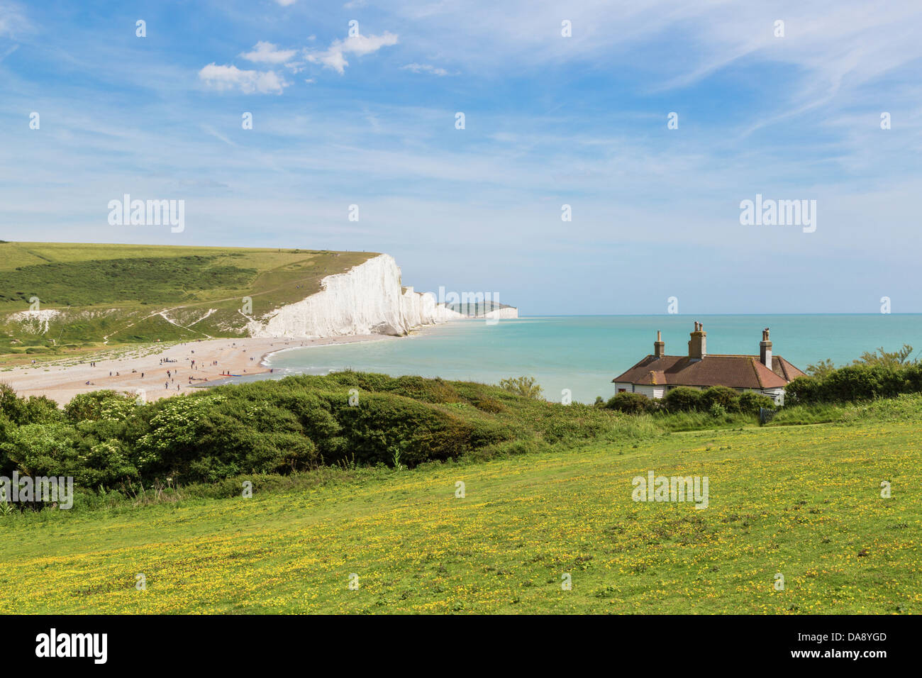 White cliffs of the Seven Sisters, East Sussex, England Stock Photo - Alamy