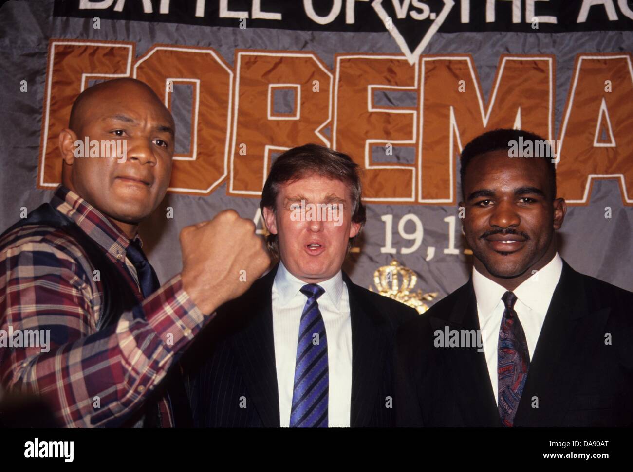 EVANDER HOLYFIELD with George Foreman press conference at Grand Hyatt ...