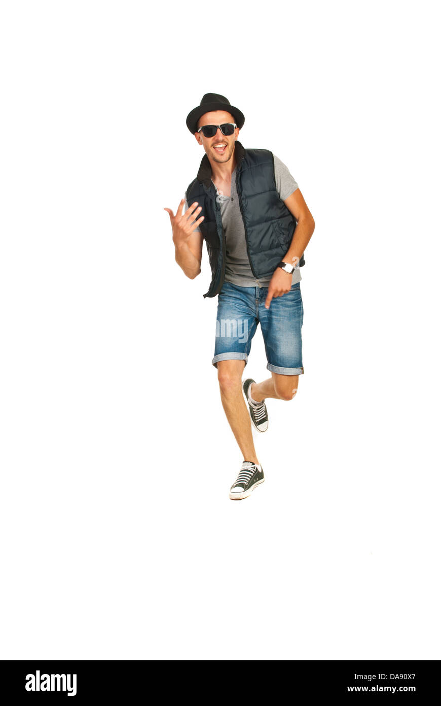 Dancing cheerful rapper man isolated on white background Stock Photo ...