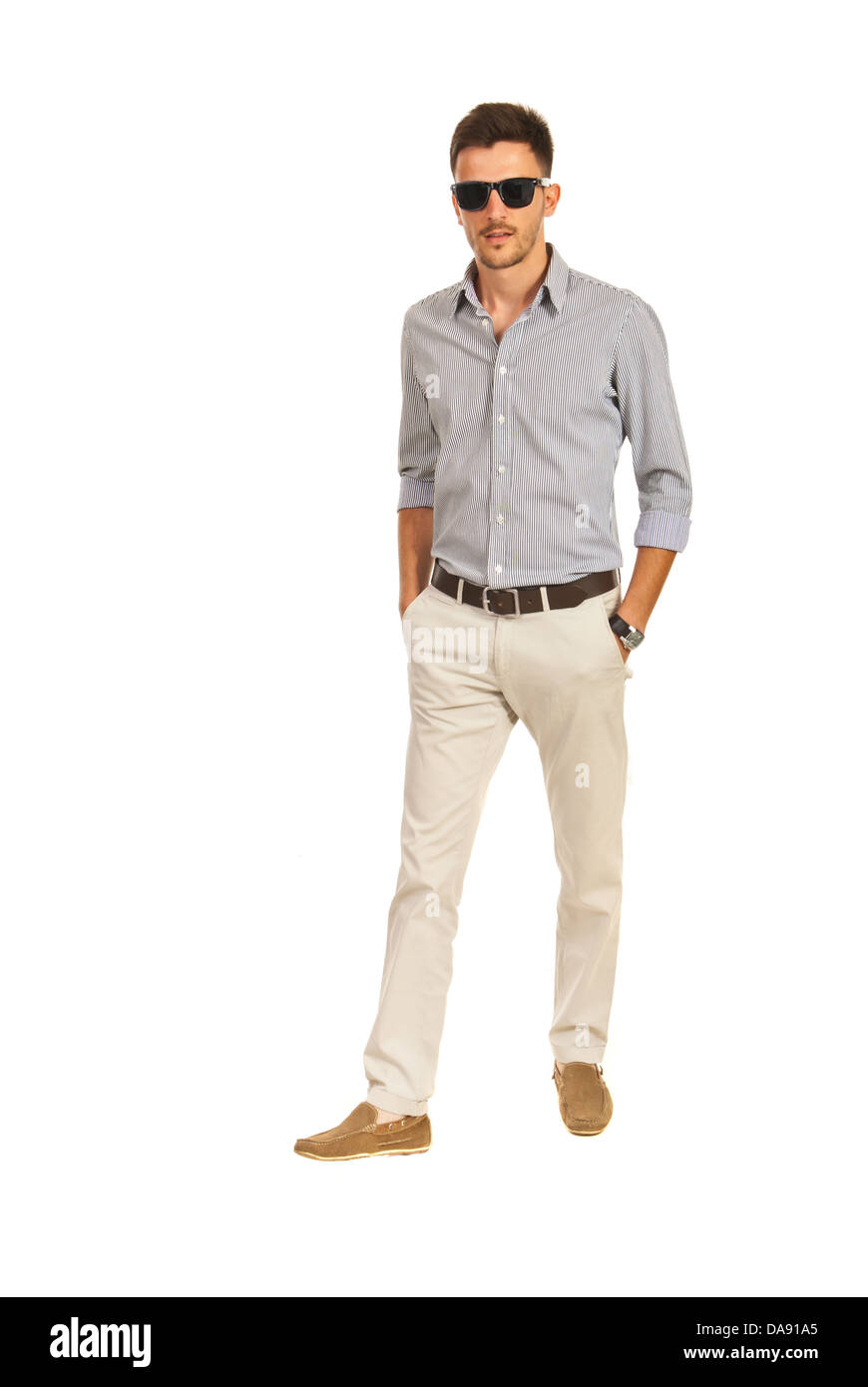 Elegant executive man posing isolated on white background Stock Photo ...