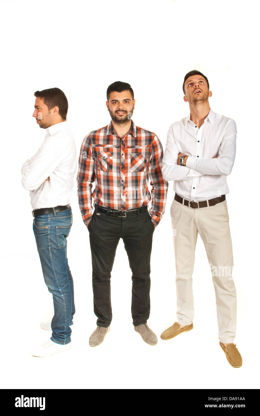 Business men doing different positions isolated on white background ...