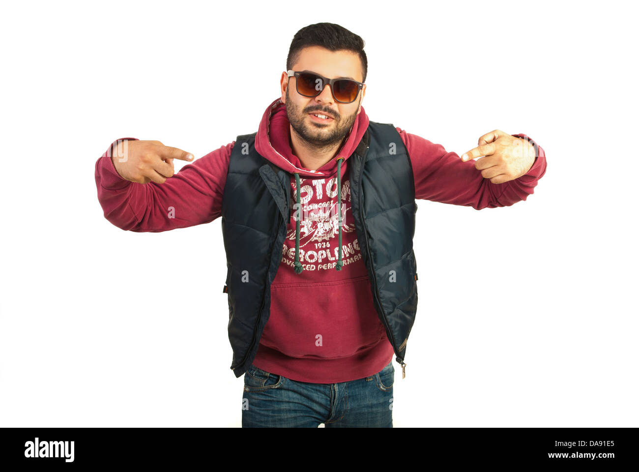 Rapper man with attitude isolated on white background Stock Photo - Alamy