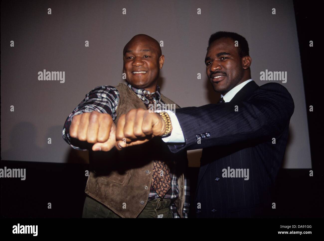 EVANDER HOLYFIELD with George Foreman.TVKO Network party 1990.l094z ...