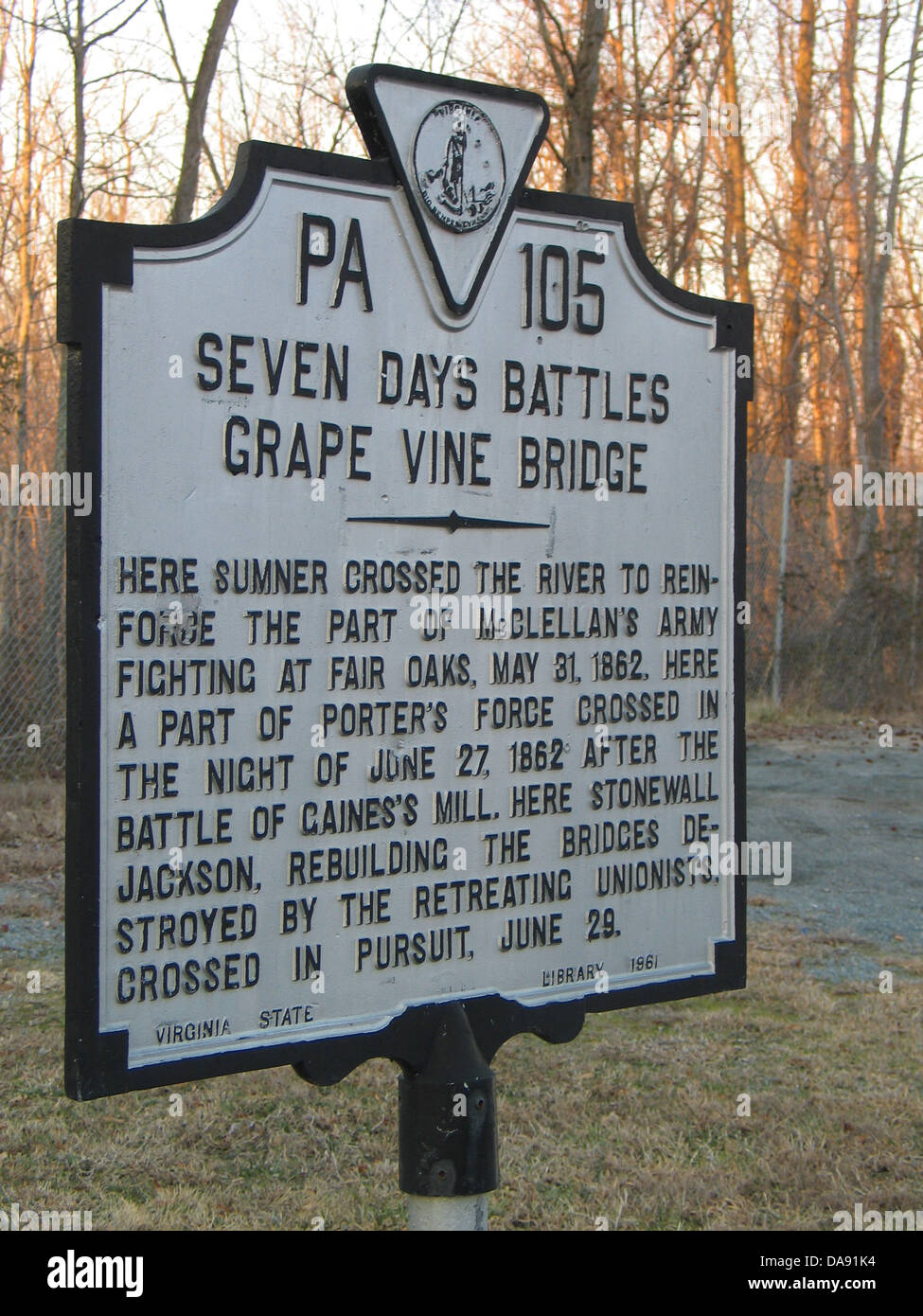 SEVEN DAYS BATTLES GRAPE VINE BRIDGE Here Sumner cross the river to ...