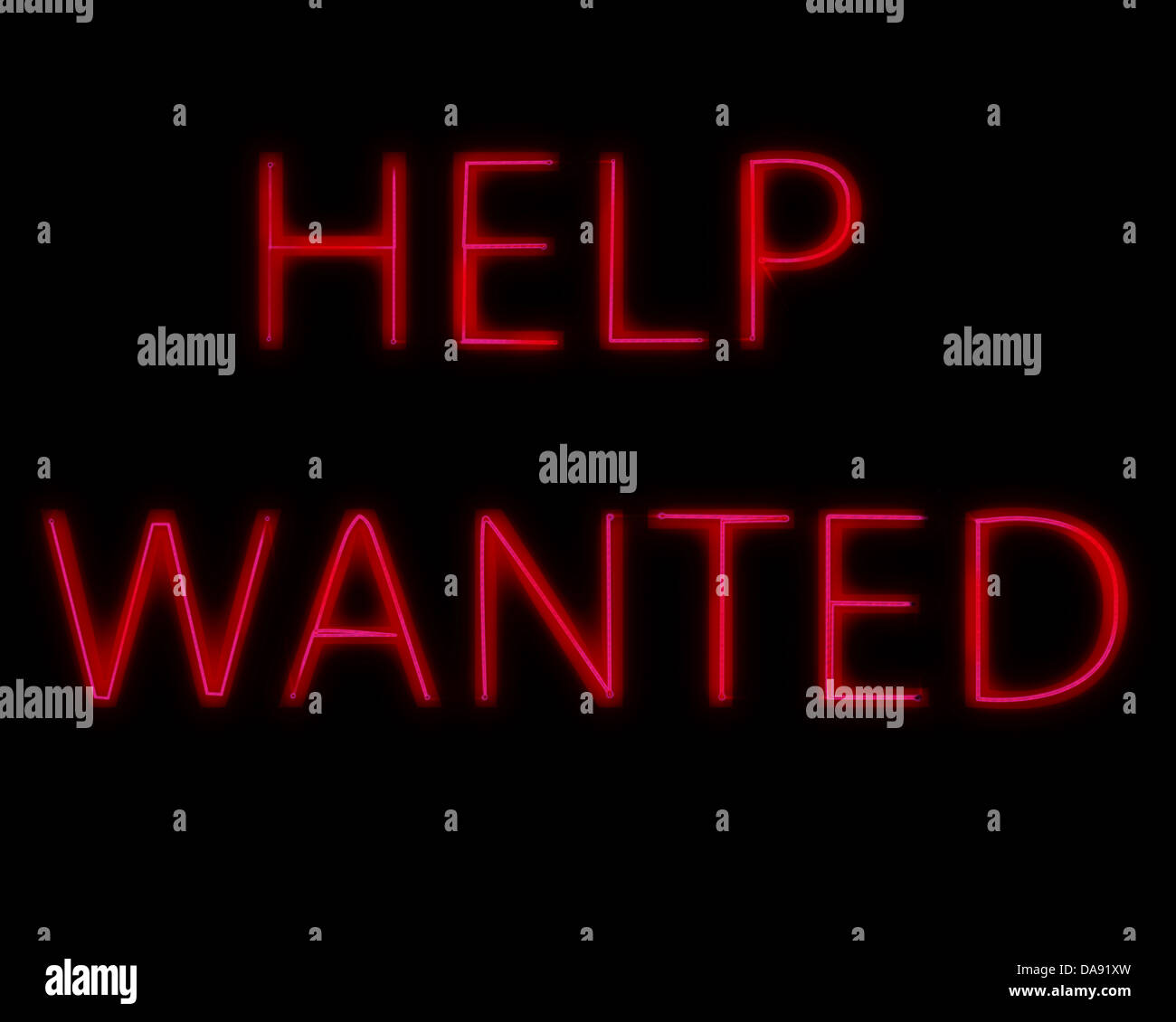Help Wanted Neon Sign Stock Photo - Alamy