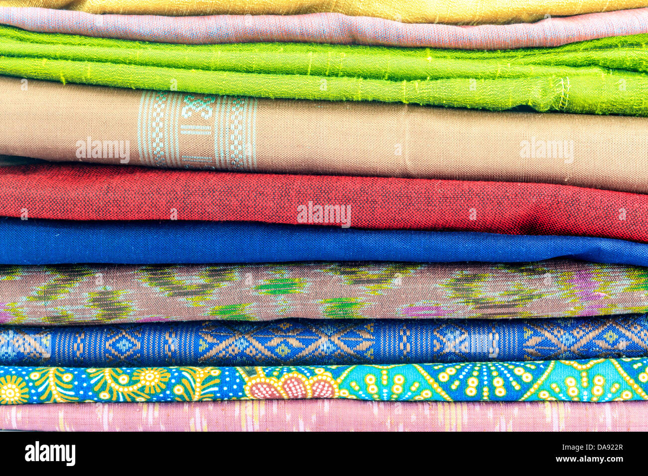colorful stack of thai silk style Stock Photo - Alamy