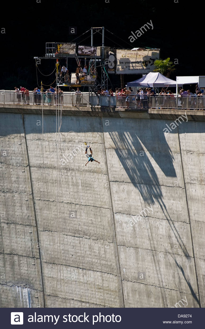 Switzerland Ticino Verzasca Bungee Dam Jumping High Resolution Stock ...