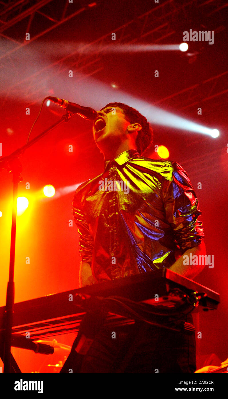 Singer and keyboardist of British band Klaxons James Righton performs ...