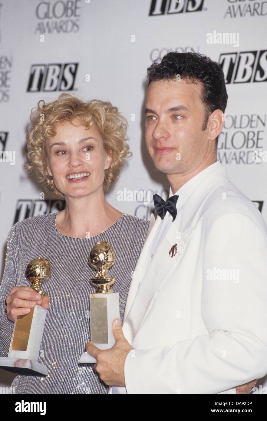 TOM HANKS with Jessica Lange at the Golden Awards 1995.(Credit Image ...