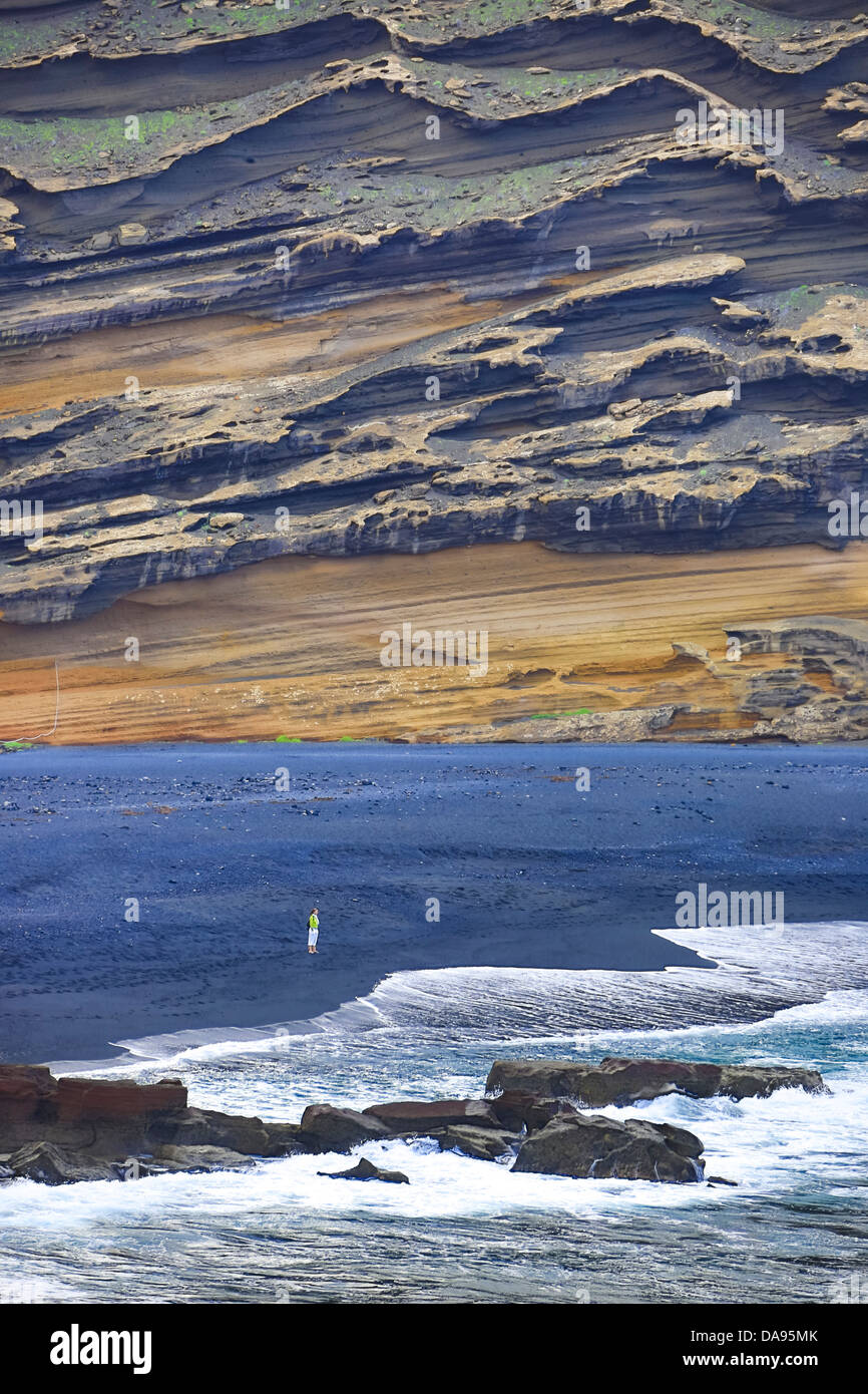 Spain, Europe, Canary Islands, Lanzarote, National Park, Volcano, beach ...