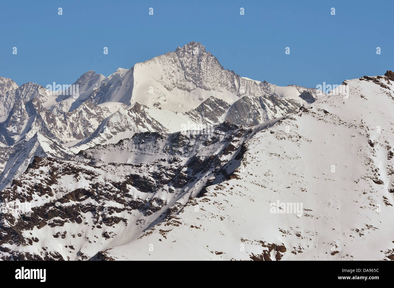 the summit and west face of the Zinal rothorn above the mountain resort ...