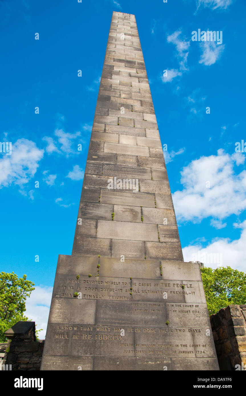 Martyrs Obelisk column Old Calton Burial Ground in Calton Hill central ...