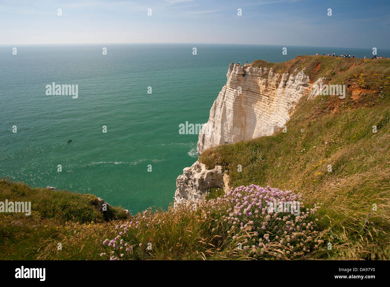 Chalk cliffs above a blue sea at Etretat, Normandy, France Stock Photo ...