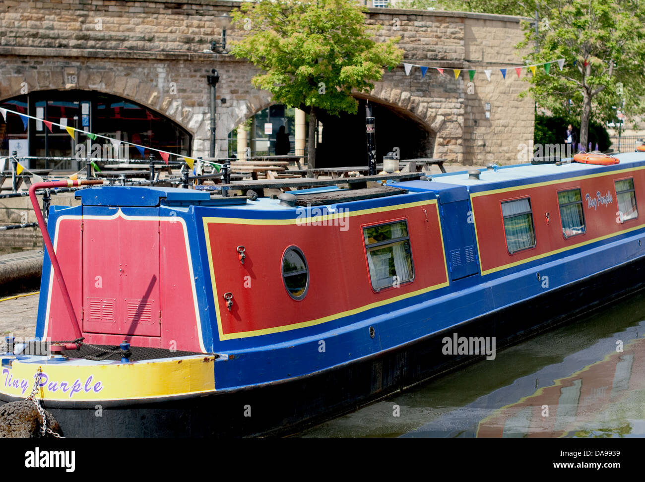 Canal Bargh on the water at the Quays Sheffield Stock Photo - Alamy