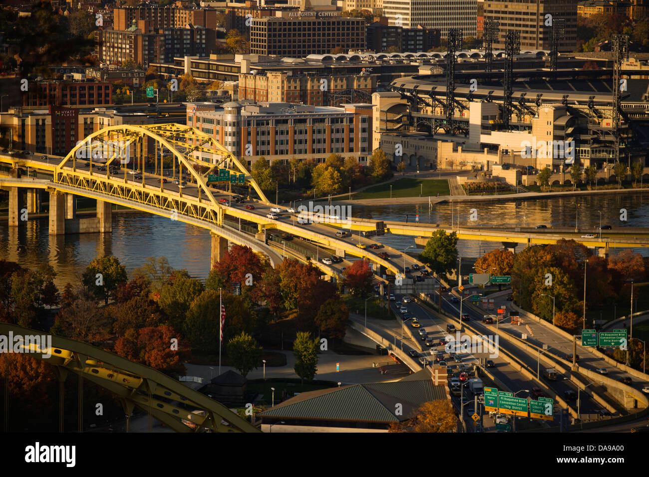 FORT DUQUESNE BRIDGE ALLEGHENY RIVER DOWNTOWN PITTSBURGH PENNSLVANIA ...