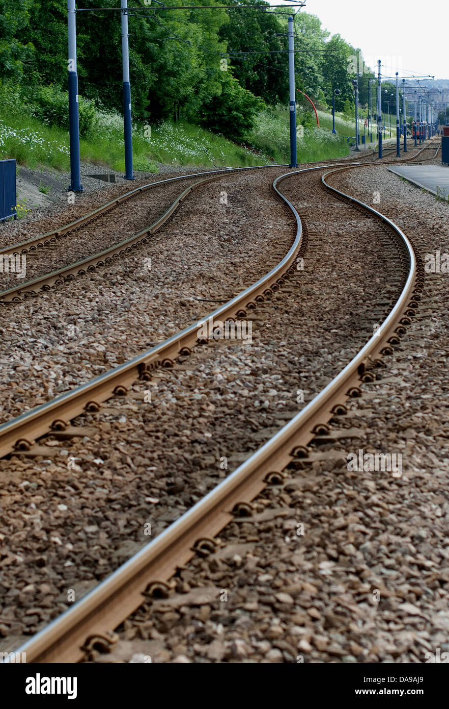 Tram tracks in Sheffield Stock Photo - Alamy