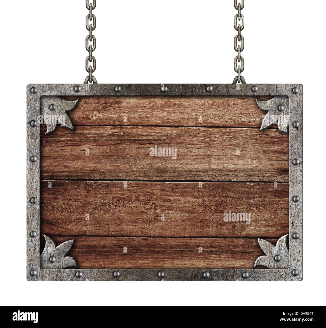 medieval old sign with chains isolated on white Stock Photo - Alamy