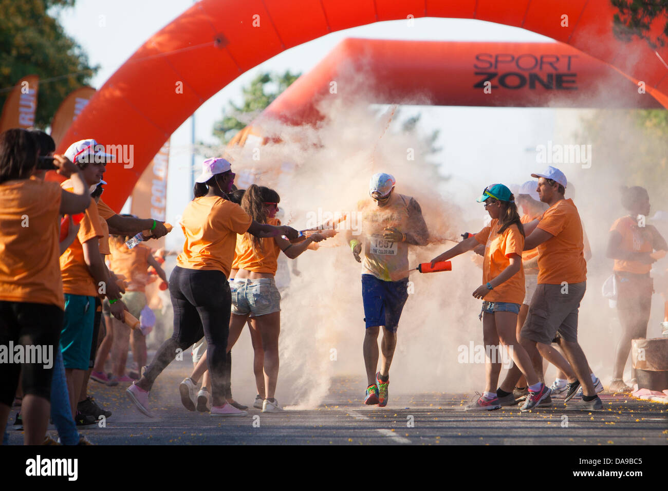 The Color Run, a 5 km paint race, hits the streets of Lisbon, Portugal ...
