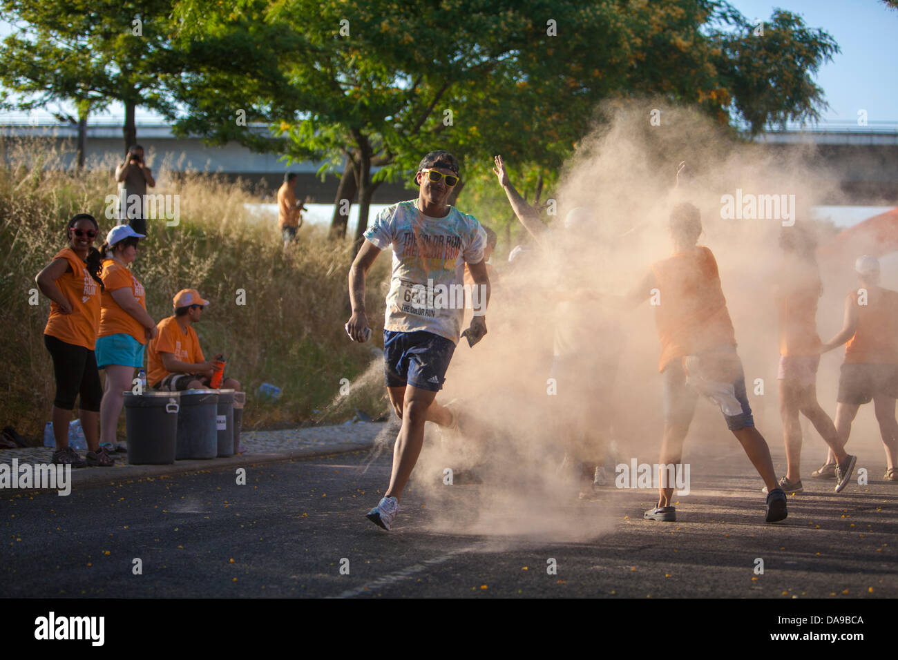 The Color Run, a 5 km paint race, hits the streets of Lisbon, Portugal ...