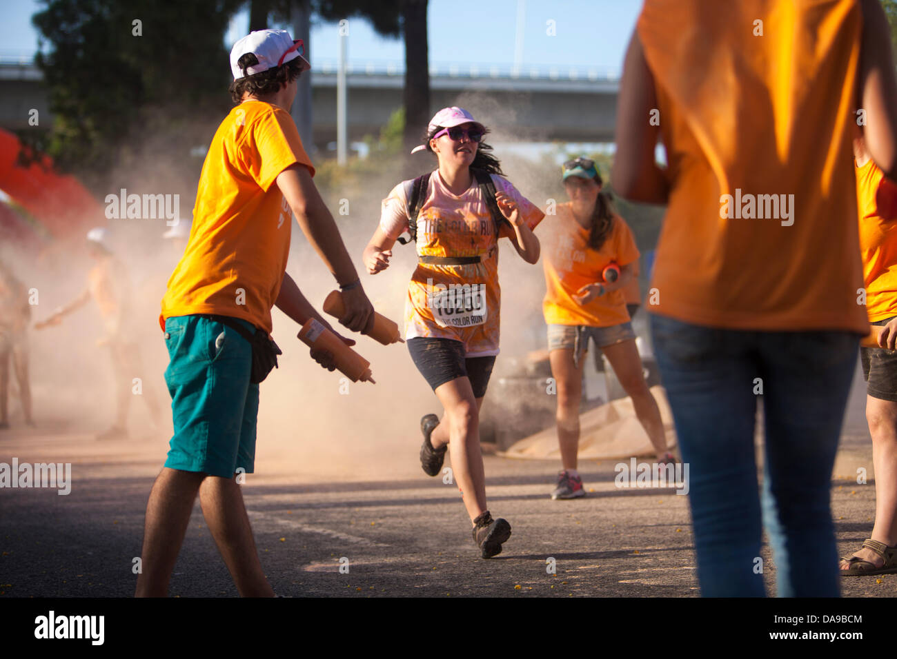 The Color Run, a 5 km paint race, hits the streets of Lisbon, Portugal ...
