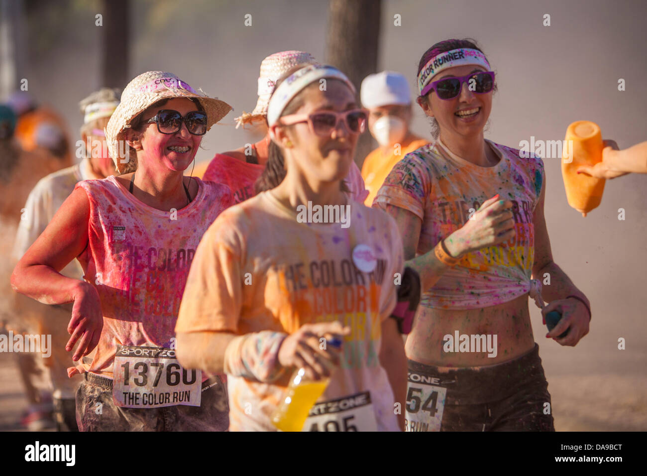 The Color Run, a 5 km paint race, hits the streets of Lisbon, Portugal ...
