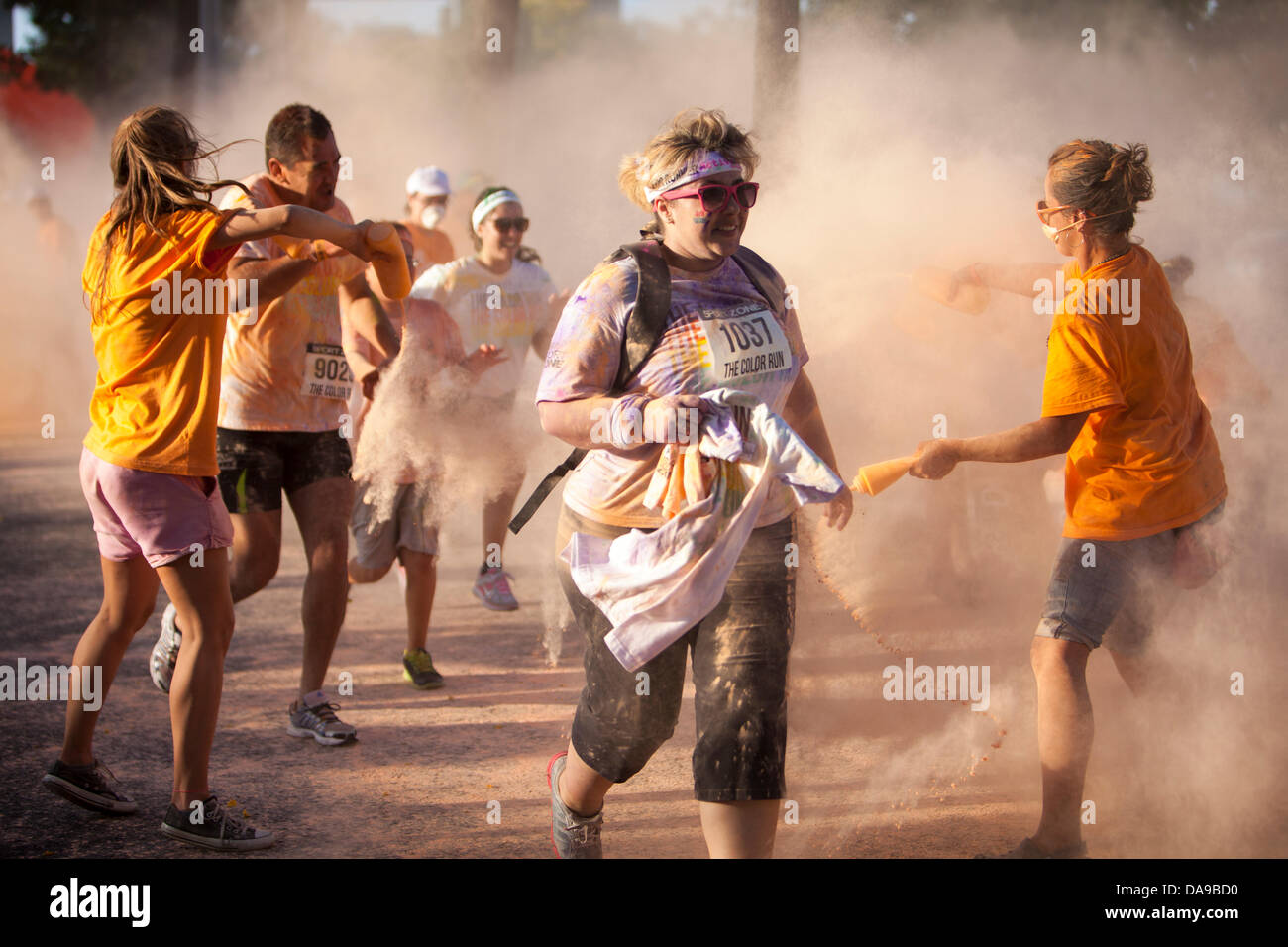 The Color Run, a 5 km paint race, hits the streets of Lisbon, Portugal ...