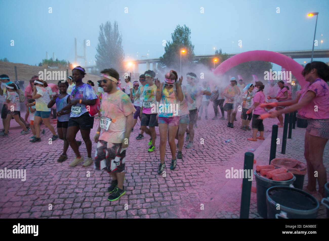 The Color Run, a 5 km paint race, hits the streets of Lisbon, Portugal ...